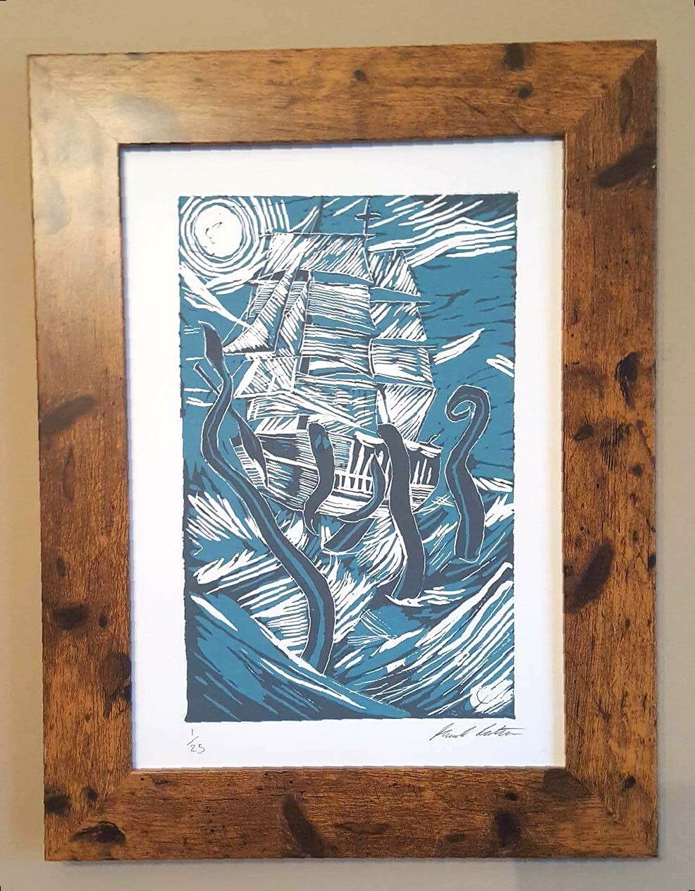 Set of Three Nautical Lino Prints - Etsy