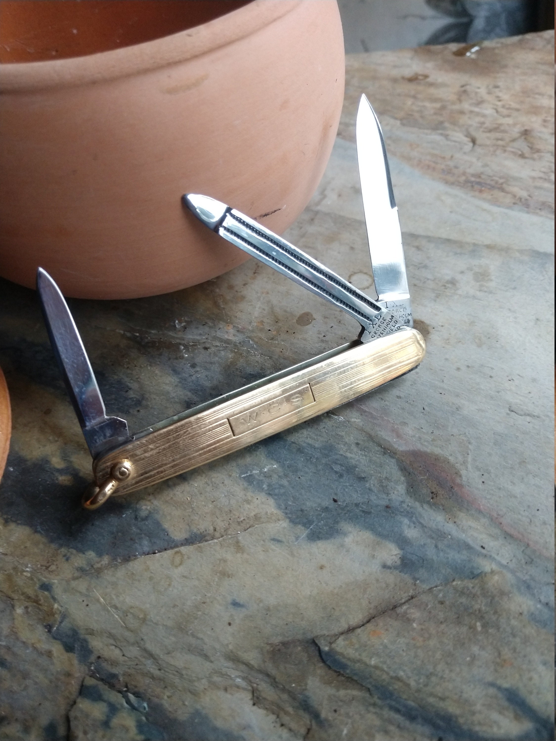 Sheffield IXL George Wostenholm 14K Yellow Gold Folding Pocket Knife ...