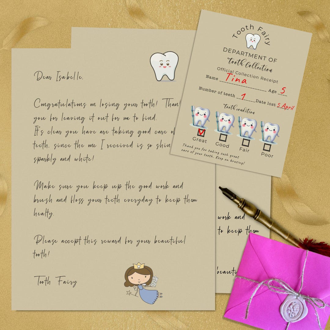 Custom Tooth Fairy Letter and Tooth Fairy Collection Receipt, Tooth ...