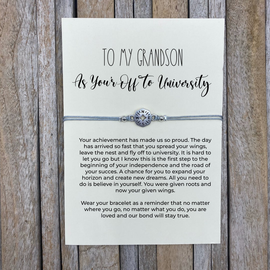 Grandson off to College University Gift, Charm Friendship Bracelet ...