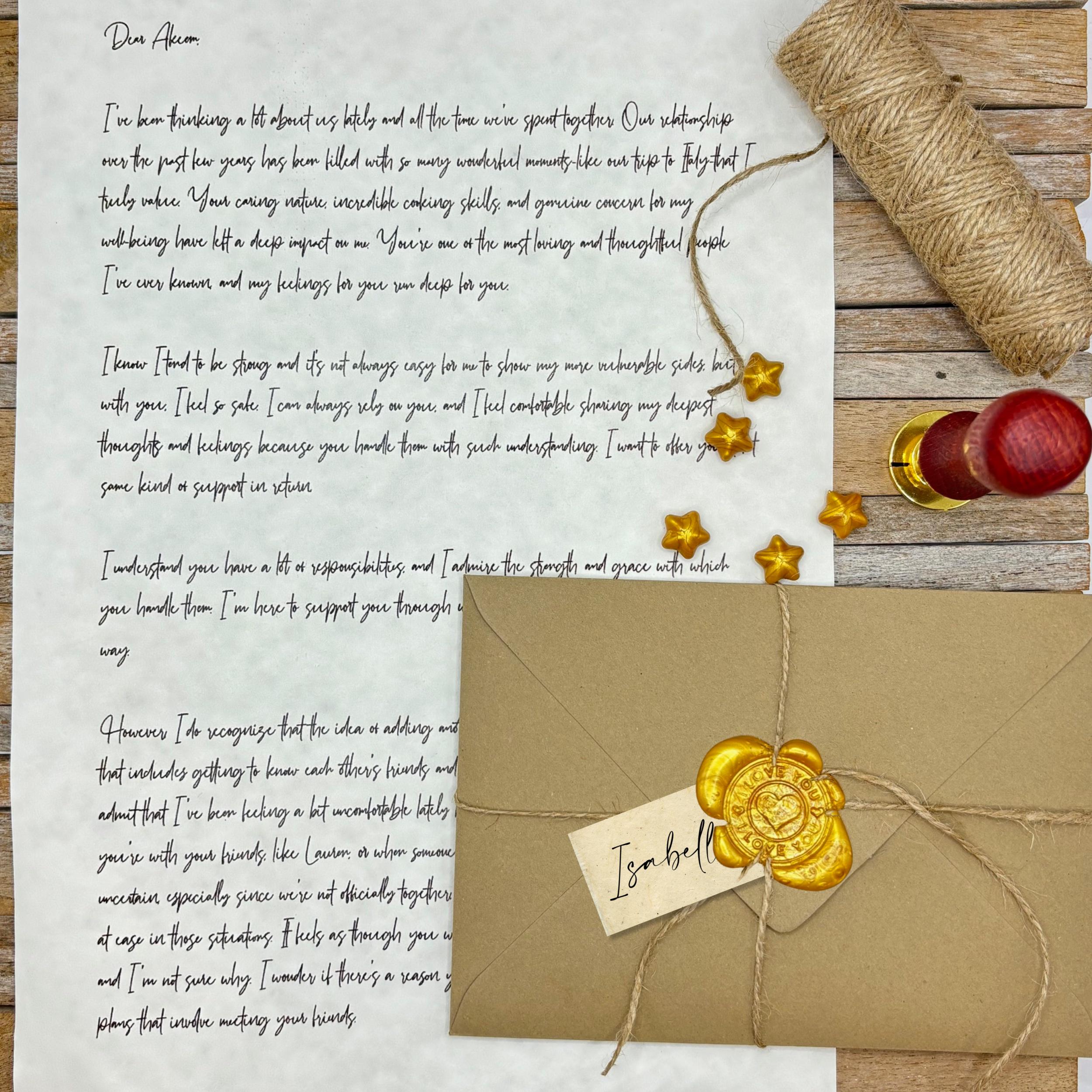 Personalised Letter for Vintage Fans, Custom Gift Present, Wax Sealed ...