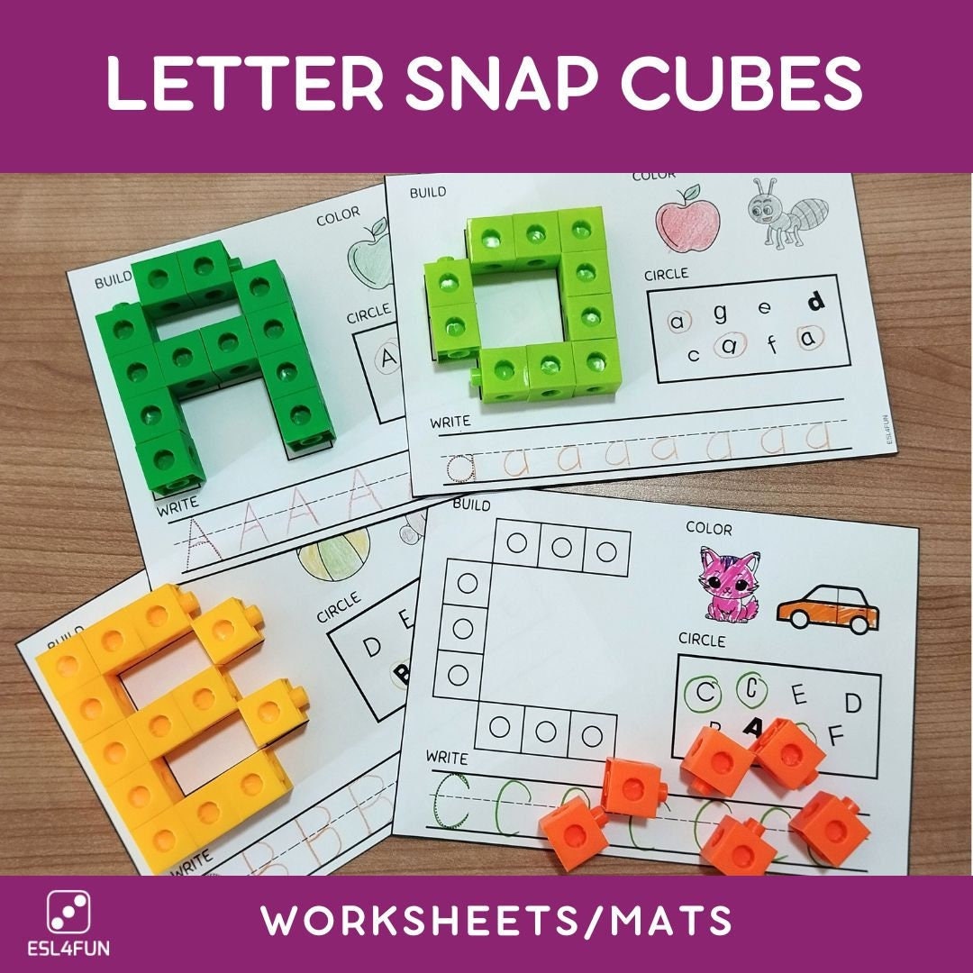 Letter Snap Cubes Mat Letter Formation Worksheet Alphabet Recognition ...