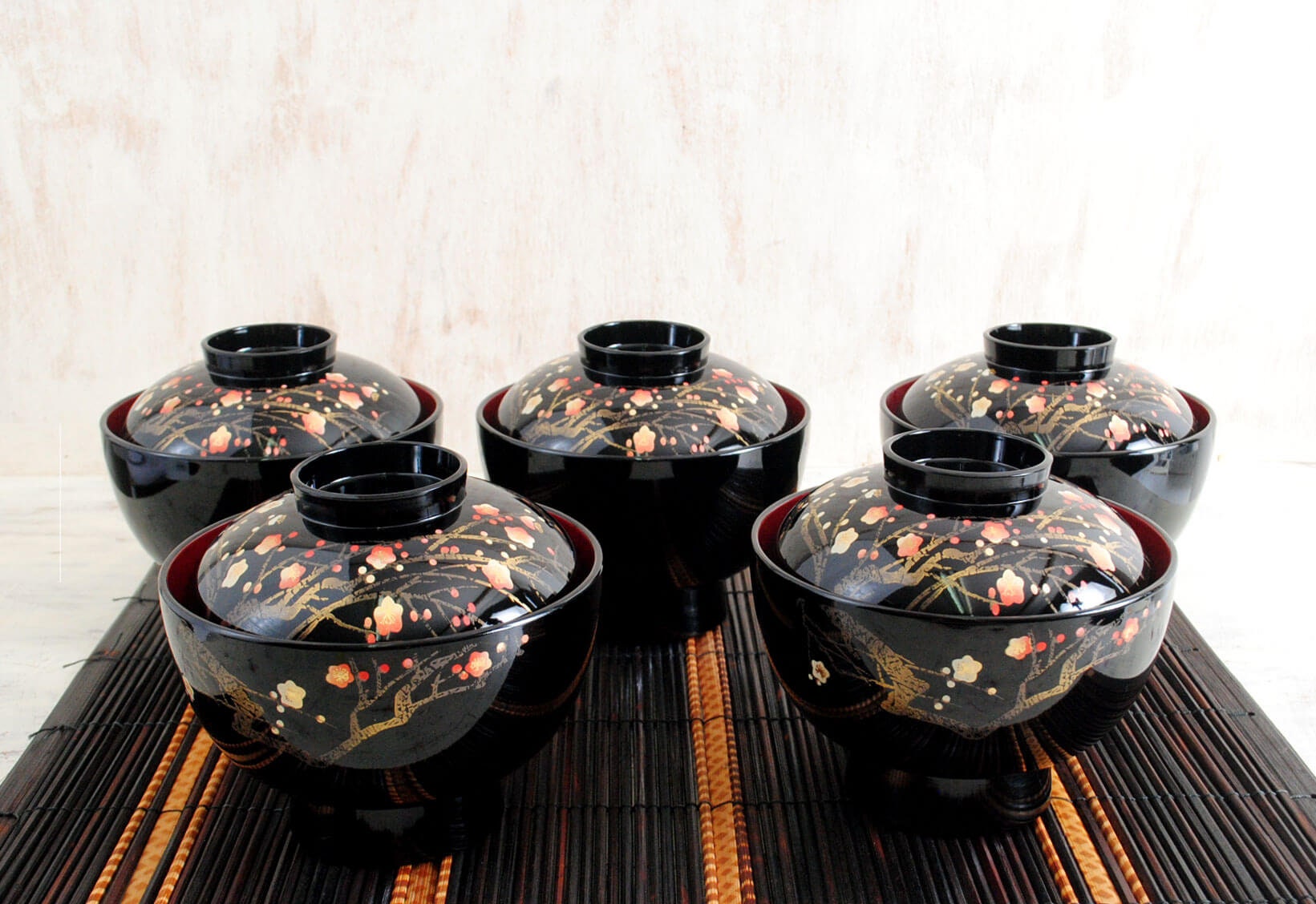 Japanese antique style bowls with gold leaf set lot of 5 Soup | Etsy