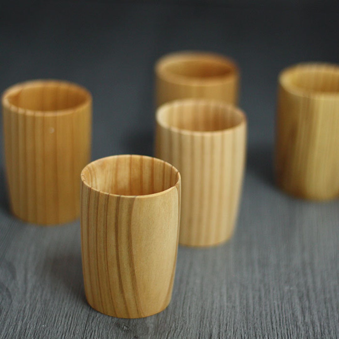 Beautiful Premium 'akita' Cedar Wooden Cups Set of 5 Small Cup ...