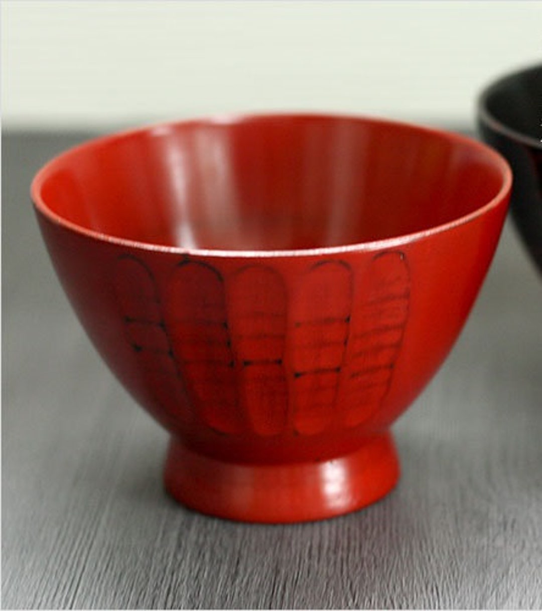 Japanese Antique Style Wooden Bowls Lacquered Urushi Natural Wood Red ...