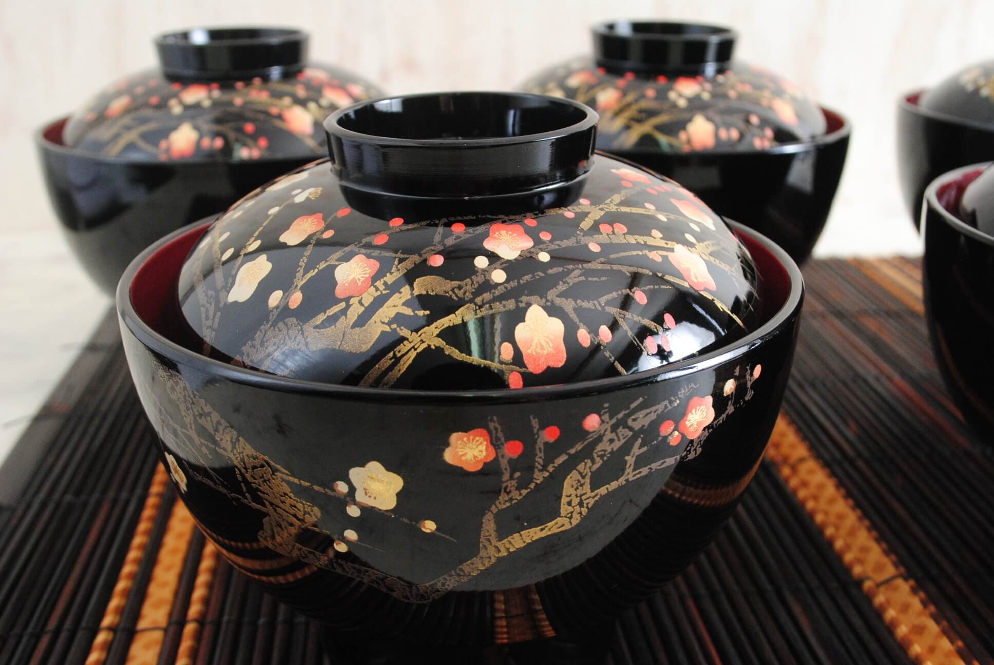 Japanese antique style bowls with gold leaf set lot of 5 Soup | Etsy