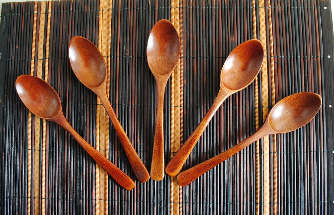 Japanese Lacquer Wooden Spoon 7.4"(19cm) Set of 5 Japanese Traditional ...
