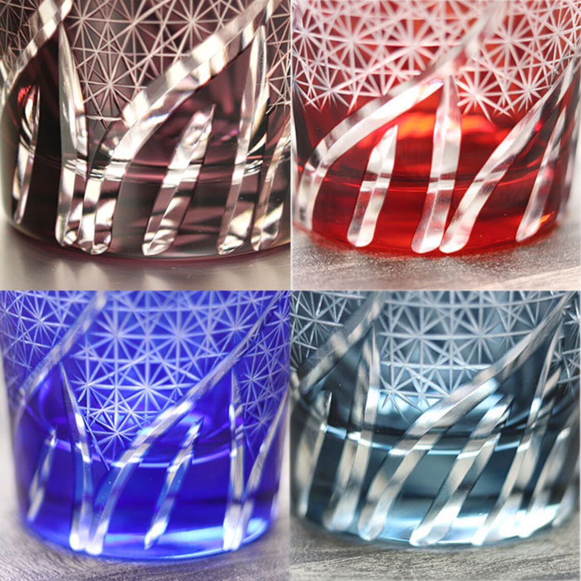 Beautiful 'KIRIKO' Glass Cup Set of 2 Pair with box | Etsy