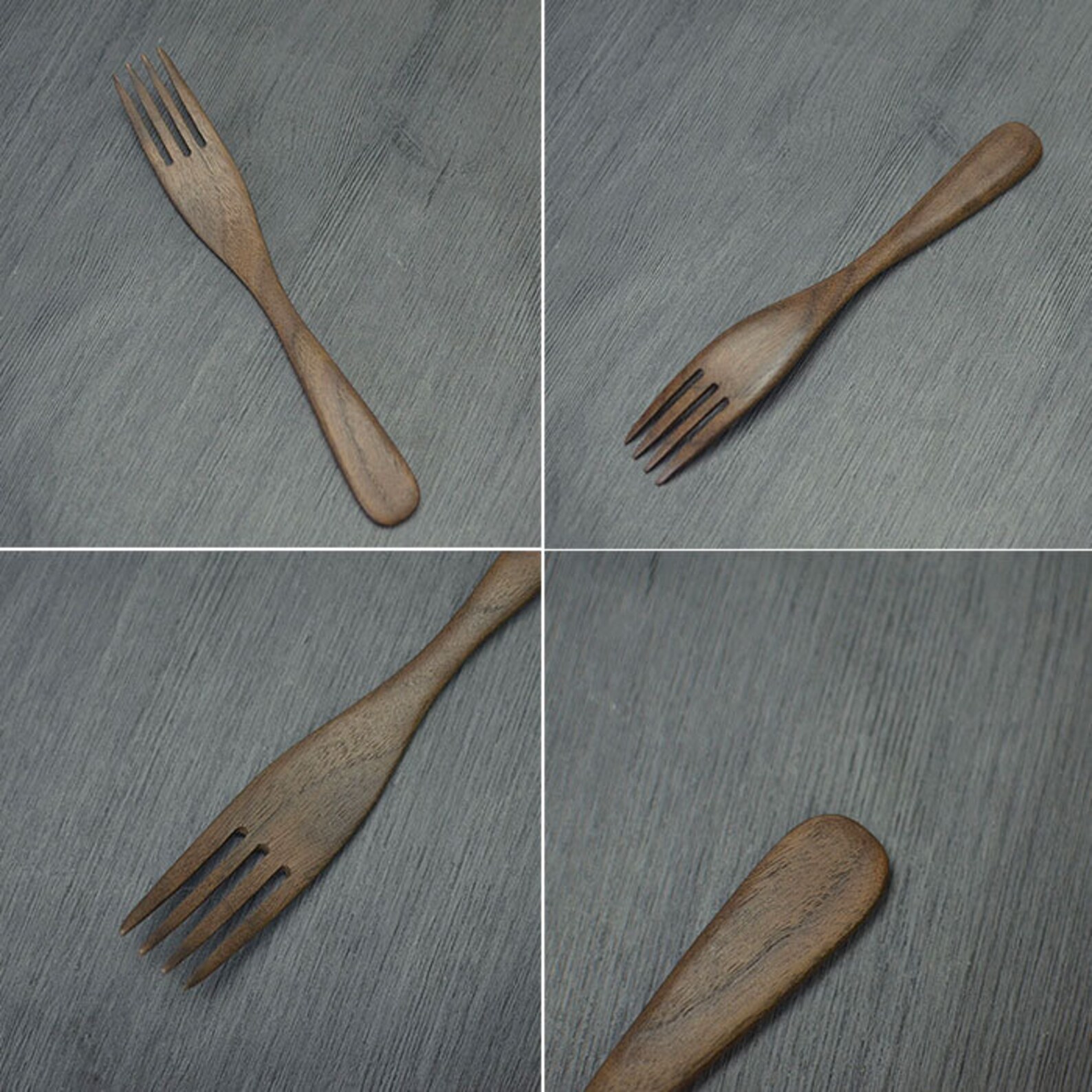 Japanese Wooden Walnut Spoon and Fork Set of 4 Japanese - Etsy