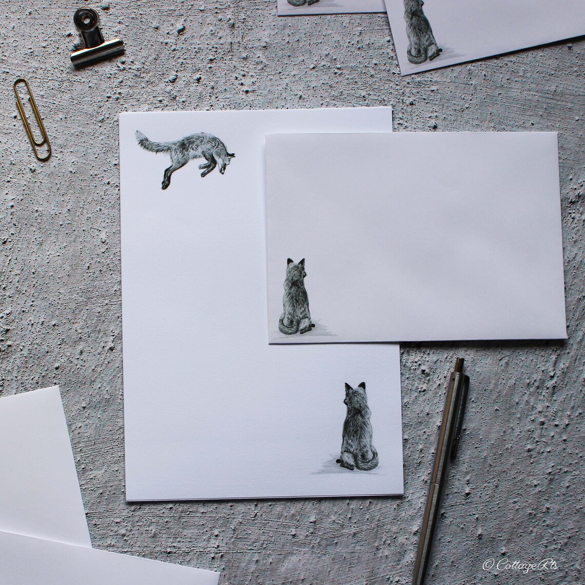 Fox Letter Writing Paper and Envelope Pack Designed by | Etsy