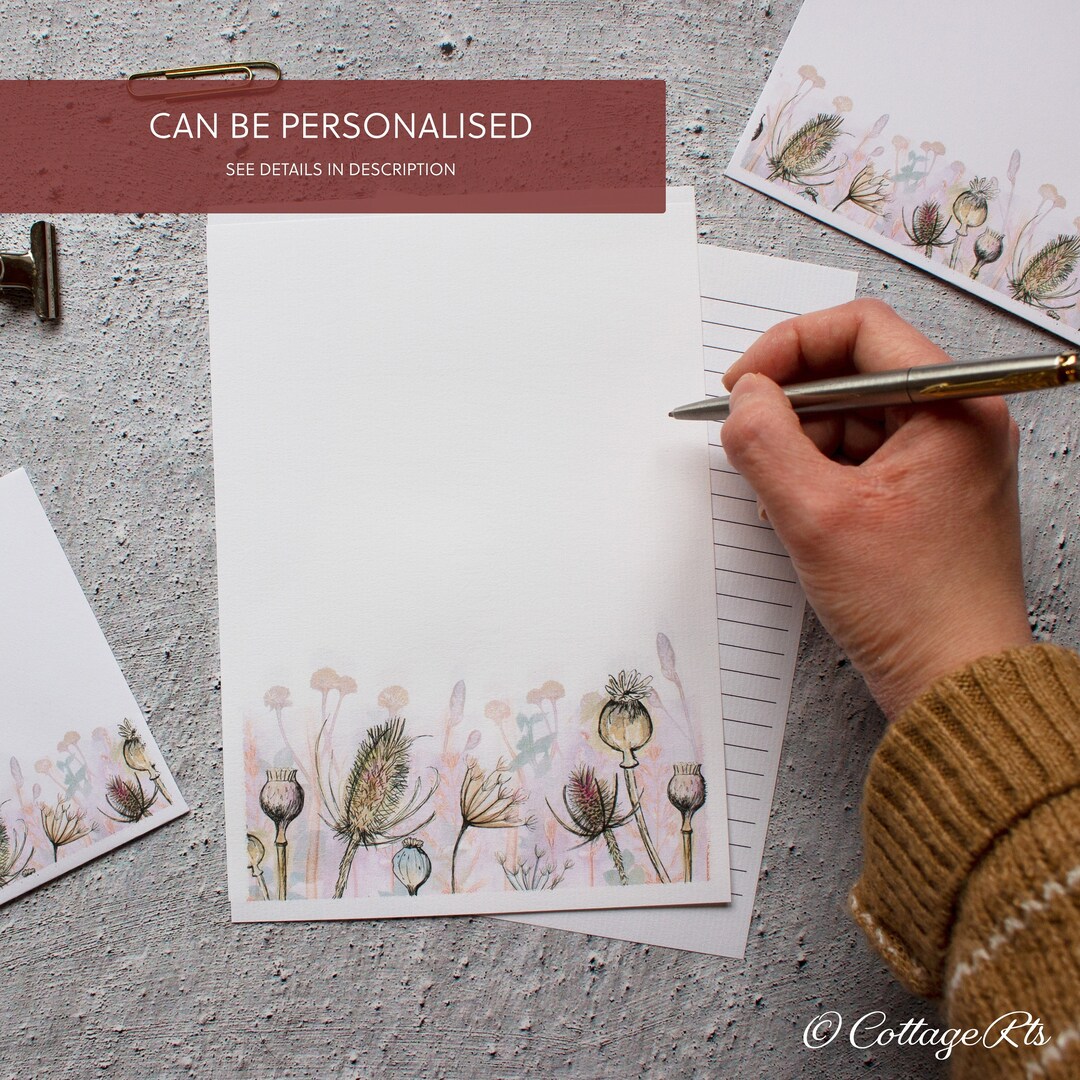 Seed Head Letter Writing Paper Set Writing Set Hand - Etsy UK