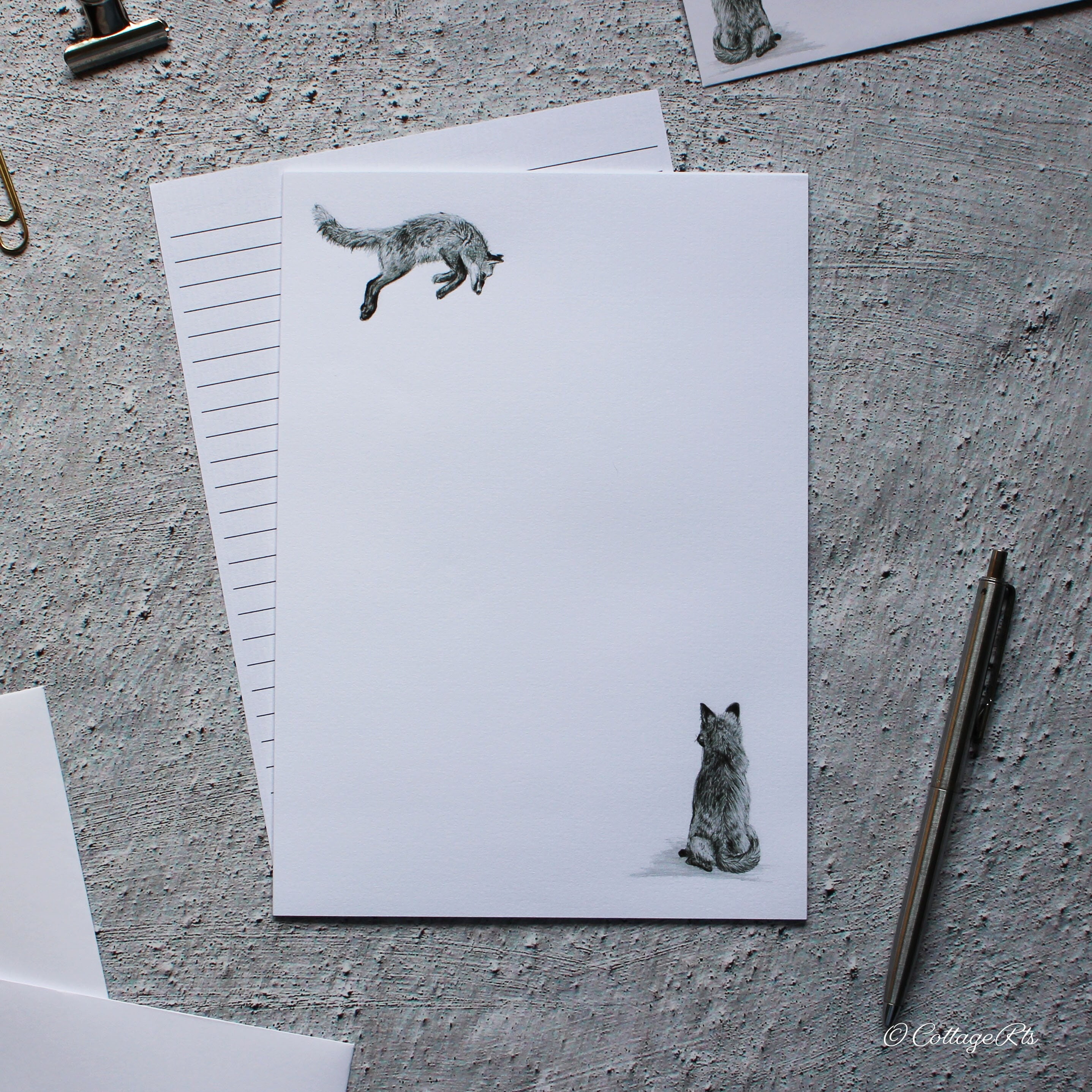 Fox Letter Writing Paper and Envelope Pack Designed by | Etsy