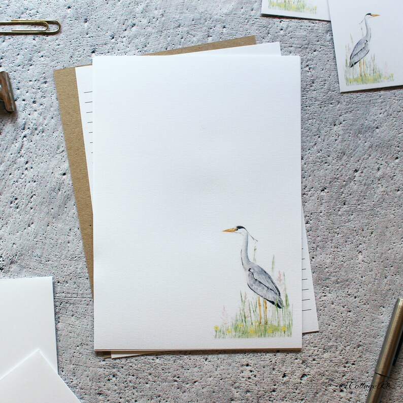 Heron Letter Writing Paper and Envelope Pack - Designed by Cottagerts ...