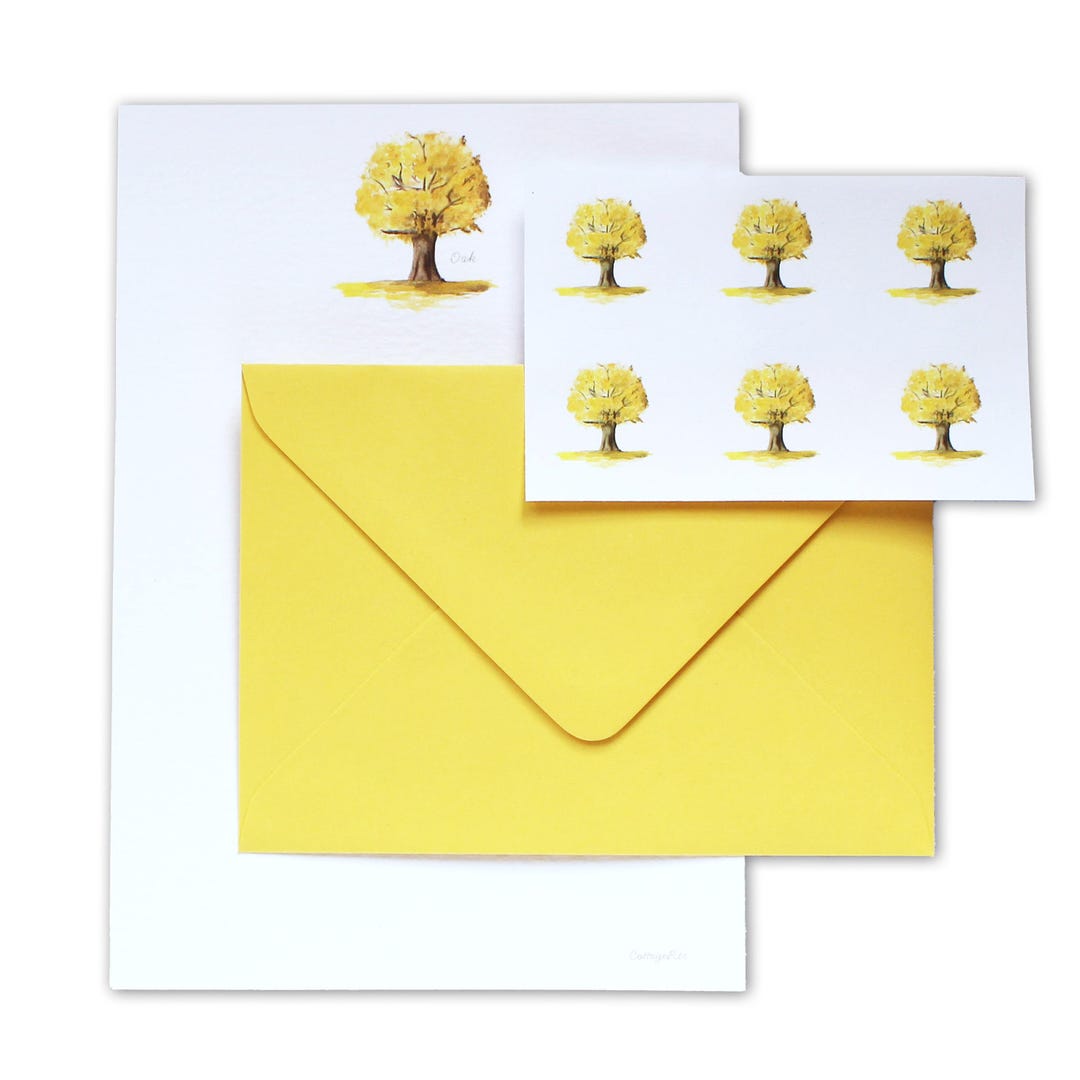 Autumn Oak Tree Letter Writing Paper | Oak Tree Stationery Set | Fall ...