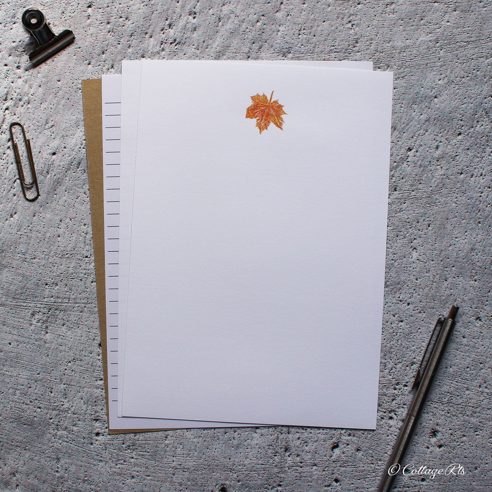 Maple Leaf Autumn Letter Writing Paper - Fall Letter Writing Set - Hand ...