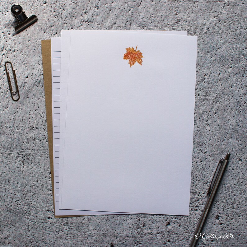 Maple Leaf Autumn Letter Writing Paper Fall Letter Writing - Etsy UK