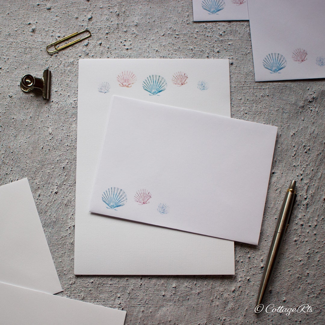 Shell Letter Writing Set - Coastal Stationery - Writing Paper - Hand ...