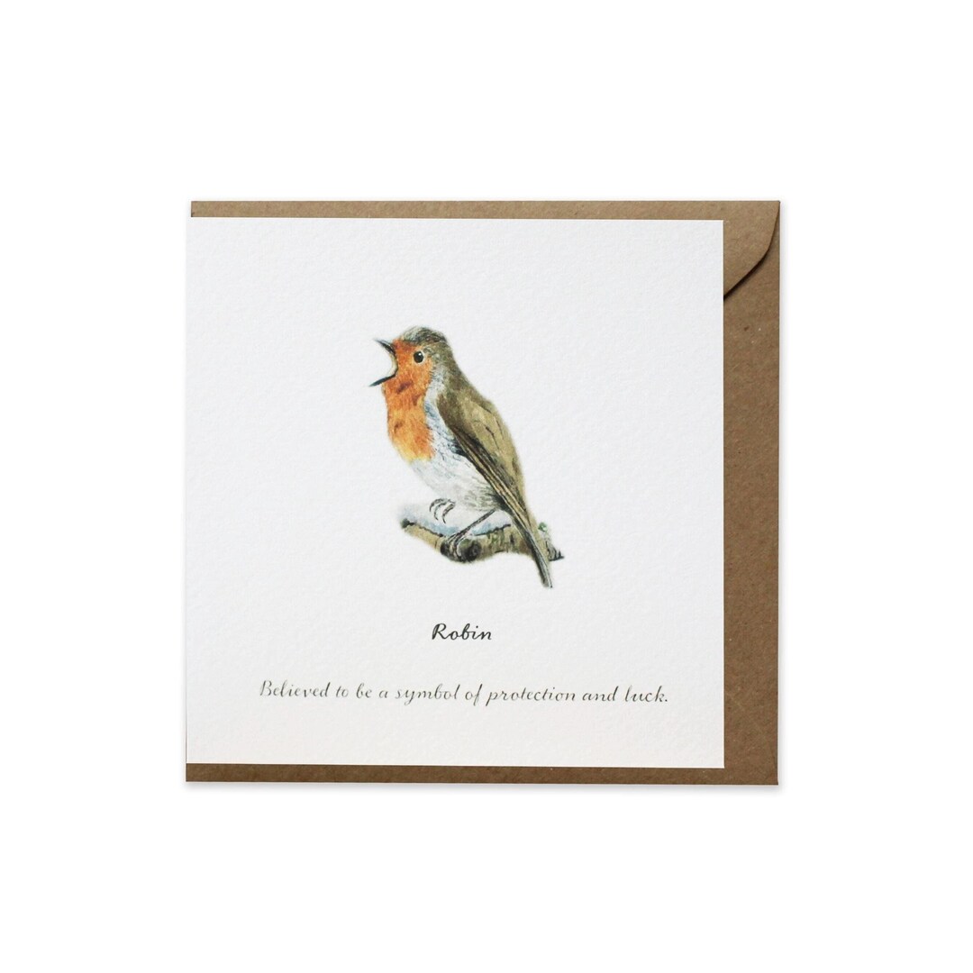 Luck and Protection Robin Card Hand Designed by Cottagerts - Etsy