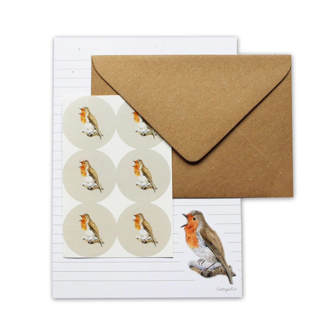 Robin Lined Letter Writing Set - Winter, Christmas Stationery ...