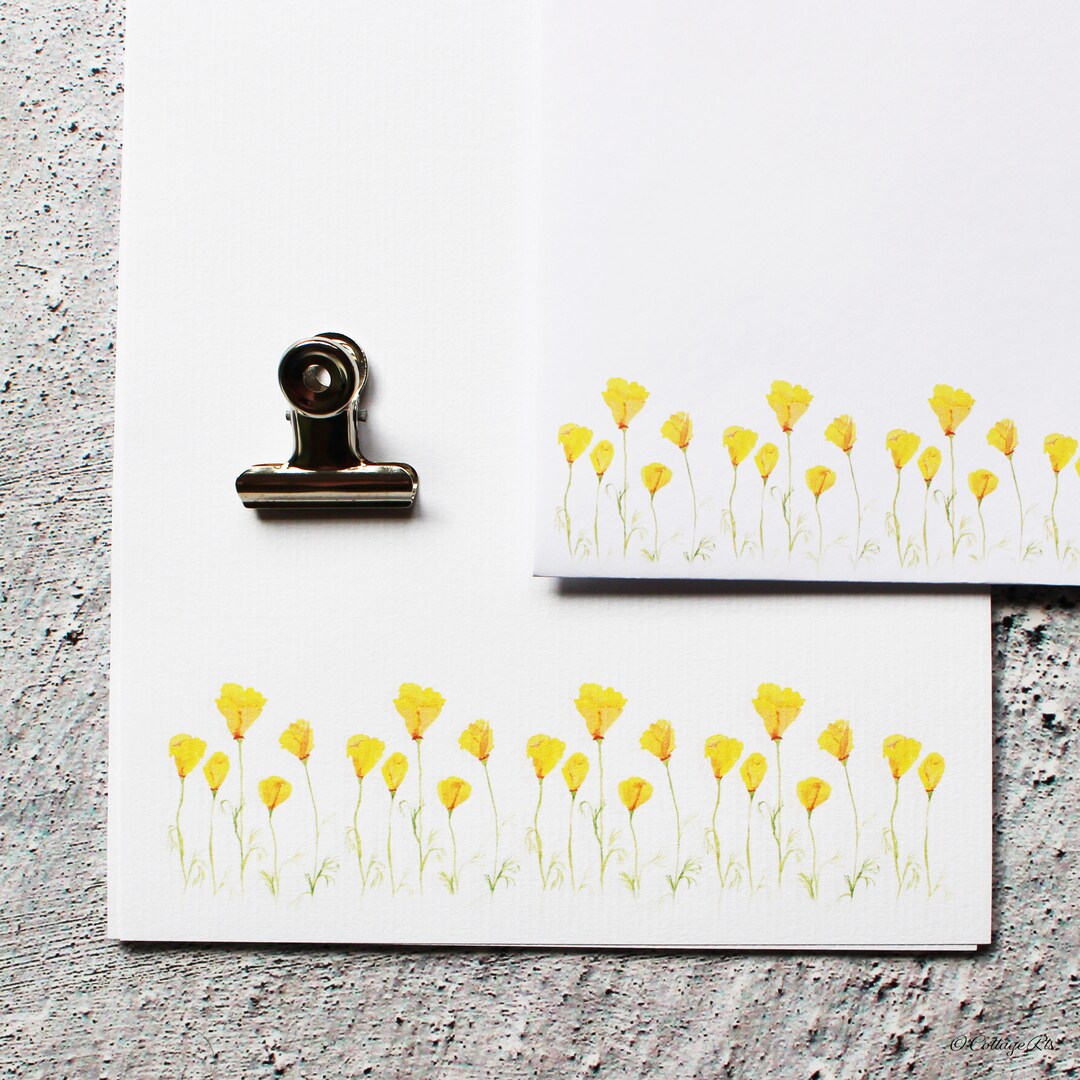 California Poppy Letter Writing Paper and Envelopes Designed by ...