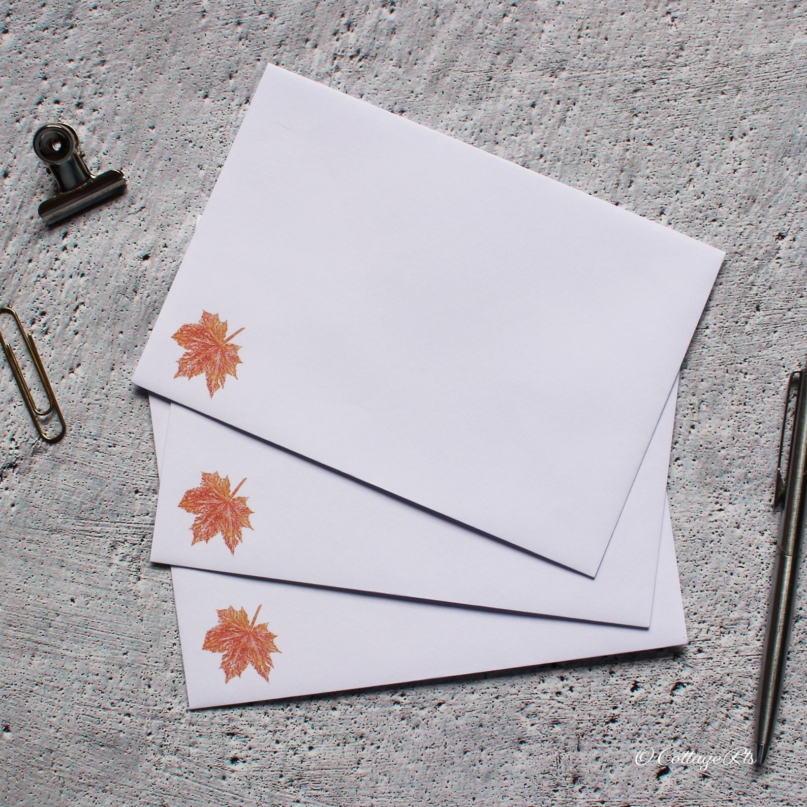 Maple Leaf Autumn Letter Writing Paper - Fall Letter Writing Set - Hand ...