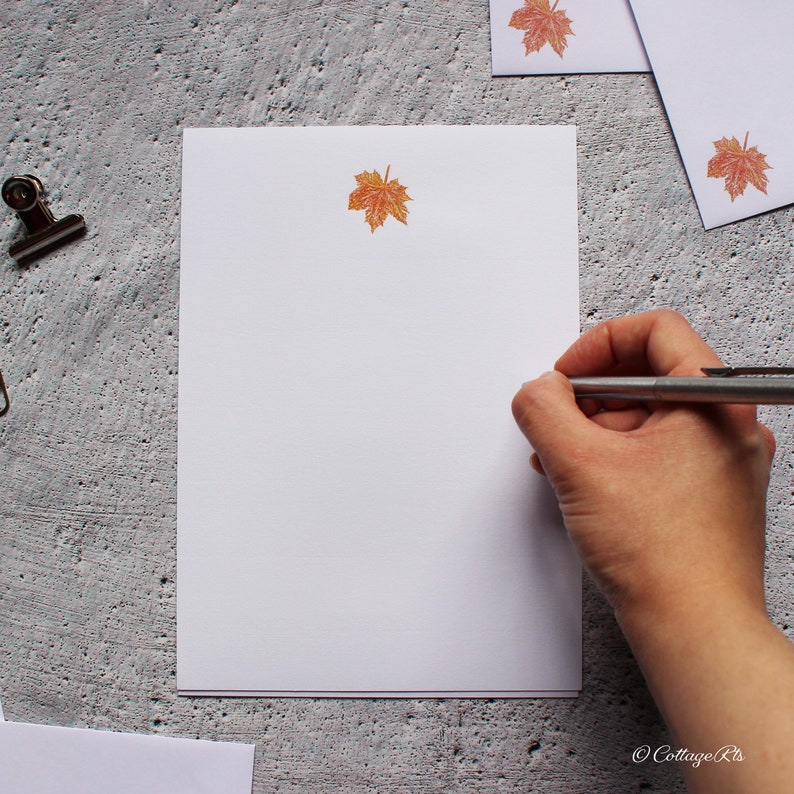 Maple Leaf Autumn Letter Writing Paper - Fall Letter Writing Set - Hand ...