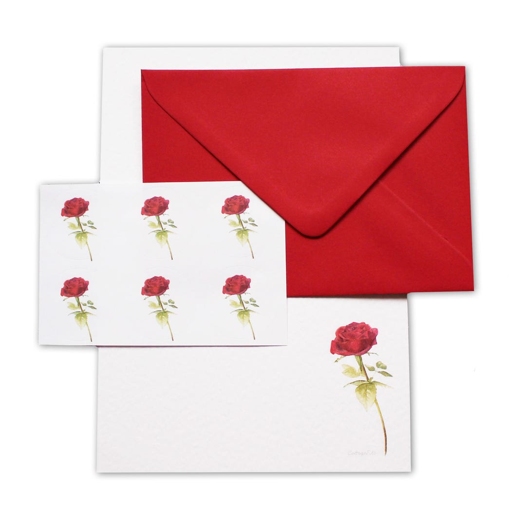 Love Letter Set | Red Rose Writing Paper and Envelopes | Gift for 1st ...