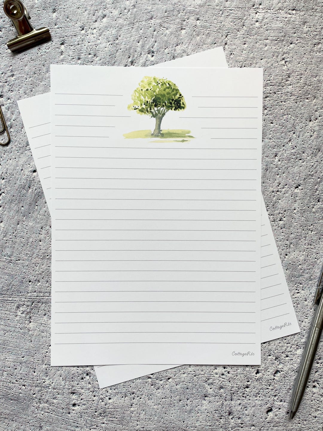 Seconds Stock Oak Tree Lined Paper Clearance Pack of 24 Sheets Hand ...