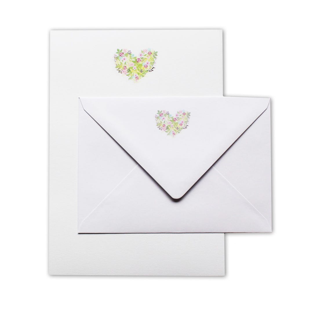 Love Heart Letter Writing Paper and Envelope Set - Heart Made of ...