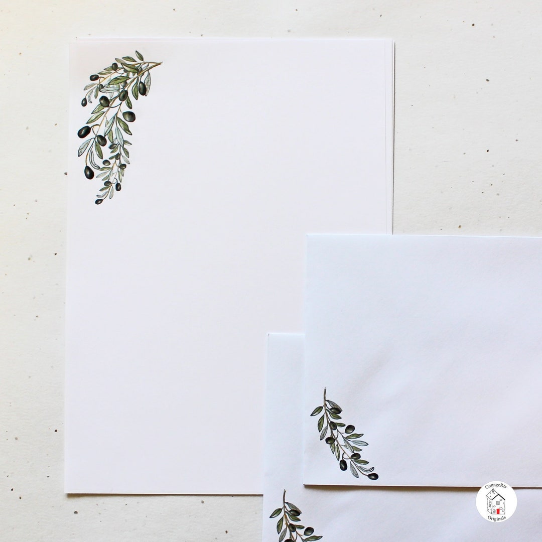 Olive Branch Mediterranean Letter Writing Paper - Letter Writing Set ...