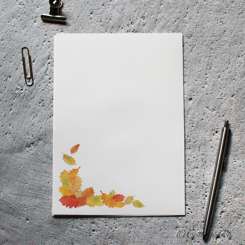 Autumn Leaves Letter Writing Paper - Fall Writing Set - Thanksgiving ...