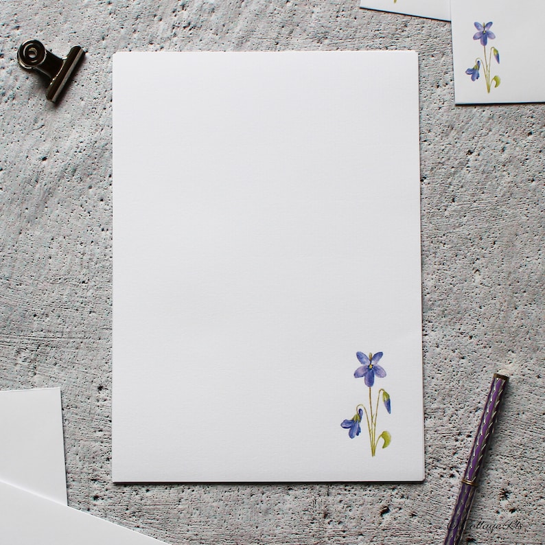 Violet Watercolour Letter Writing Paper A5 Paper Botanical | Etsy UK