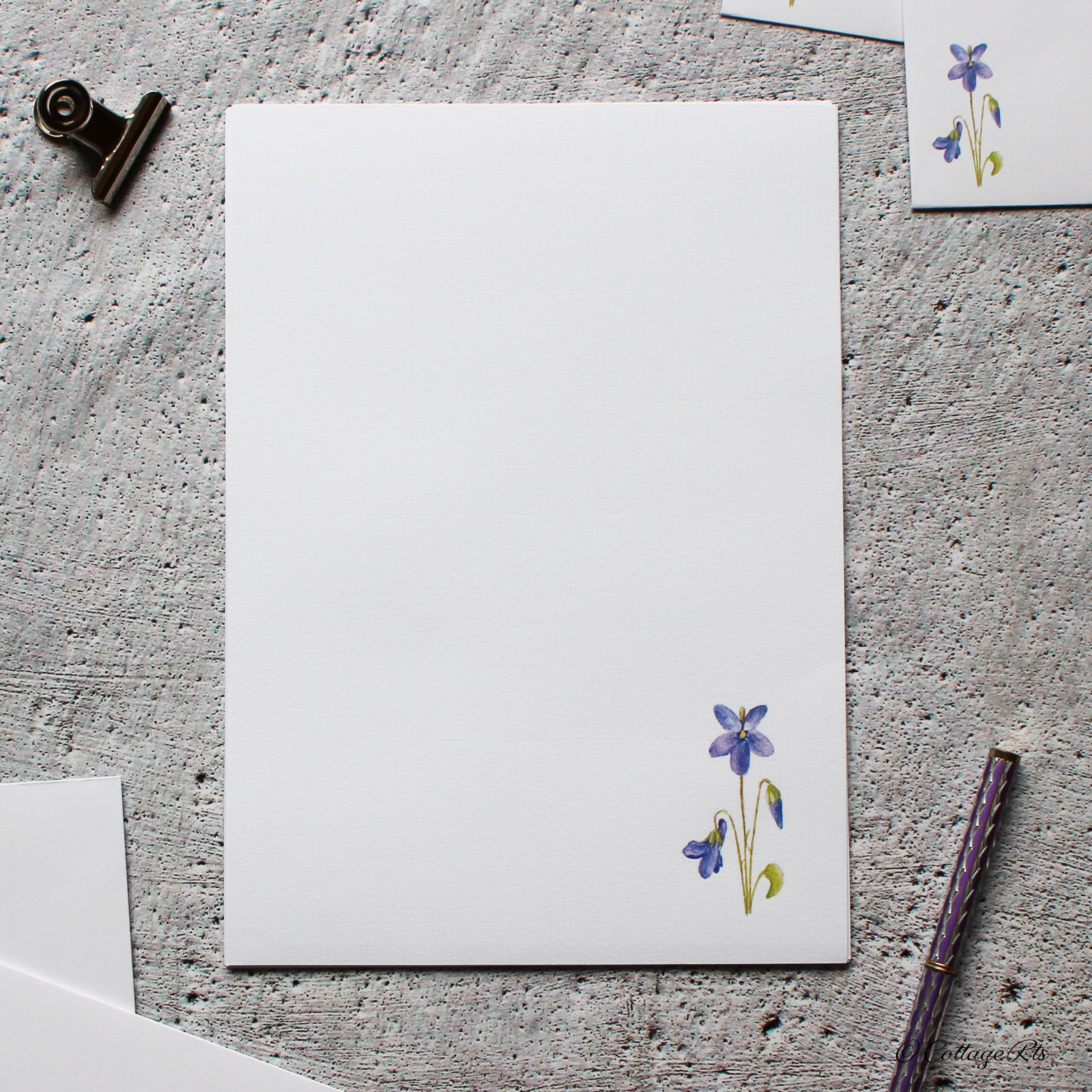 Violet Watercolour Letter Writing Paper A5 Paper Botanical - Etsy UK