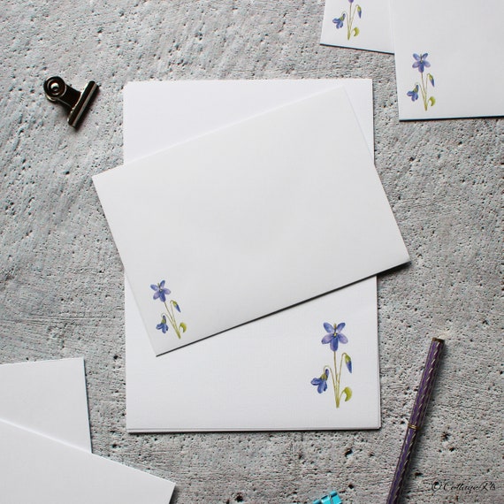 Violet Watercolour Letter Writing Paper A5 Paper Botanical | Etsy UK