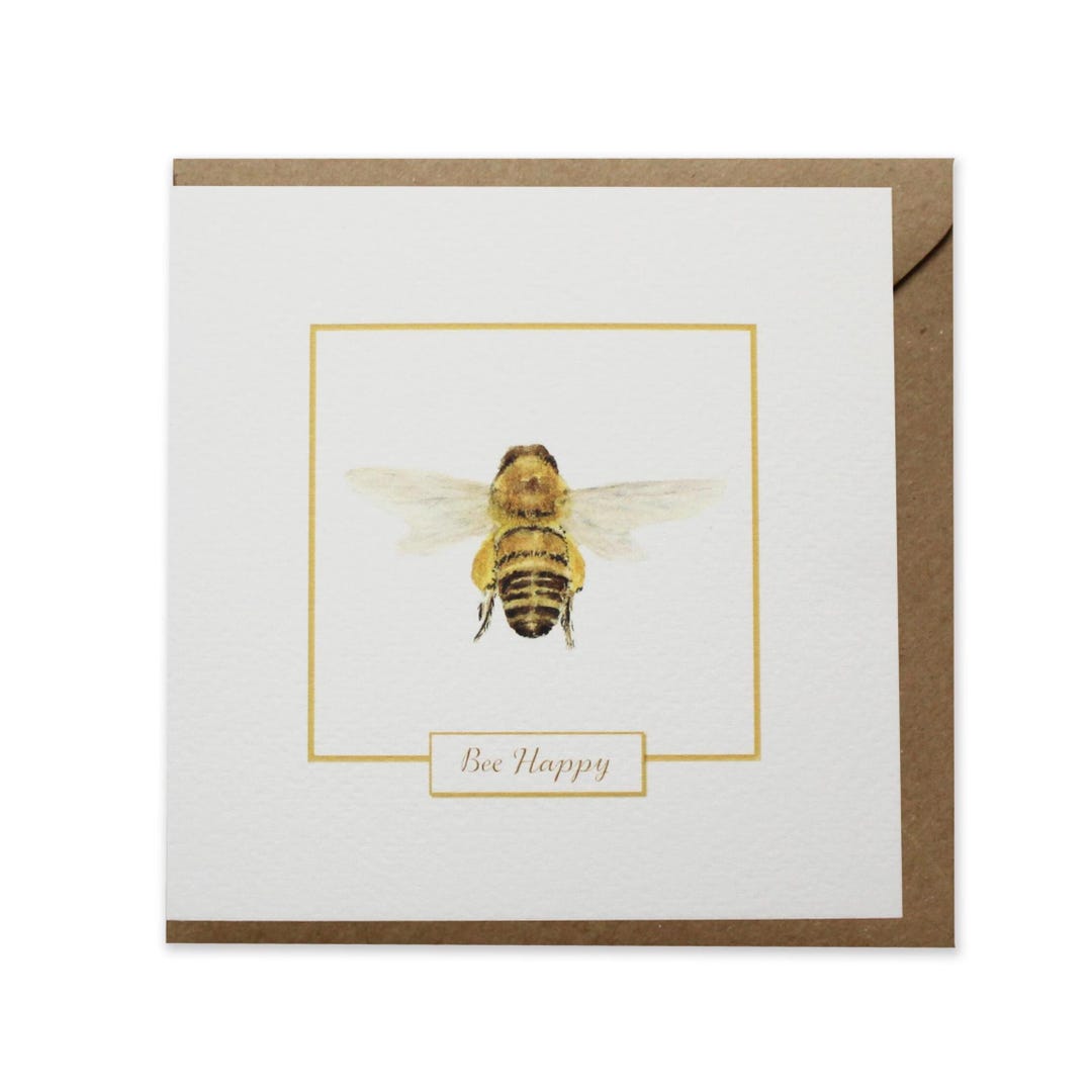 Honey Bee Greeting Card - Bee Happy Card - Hand Designed by Cottagerts ...