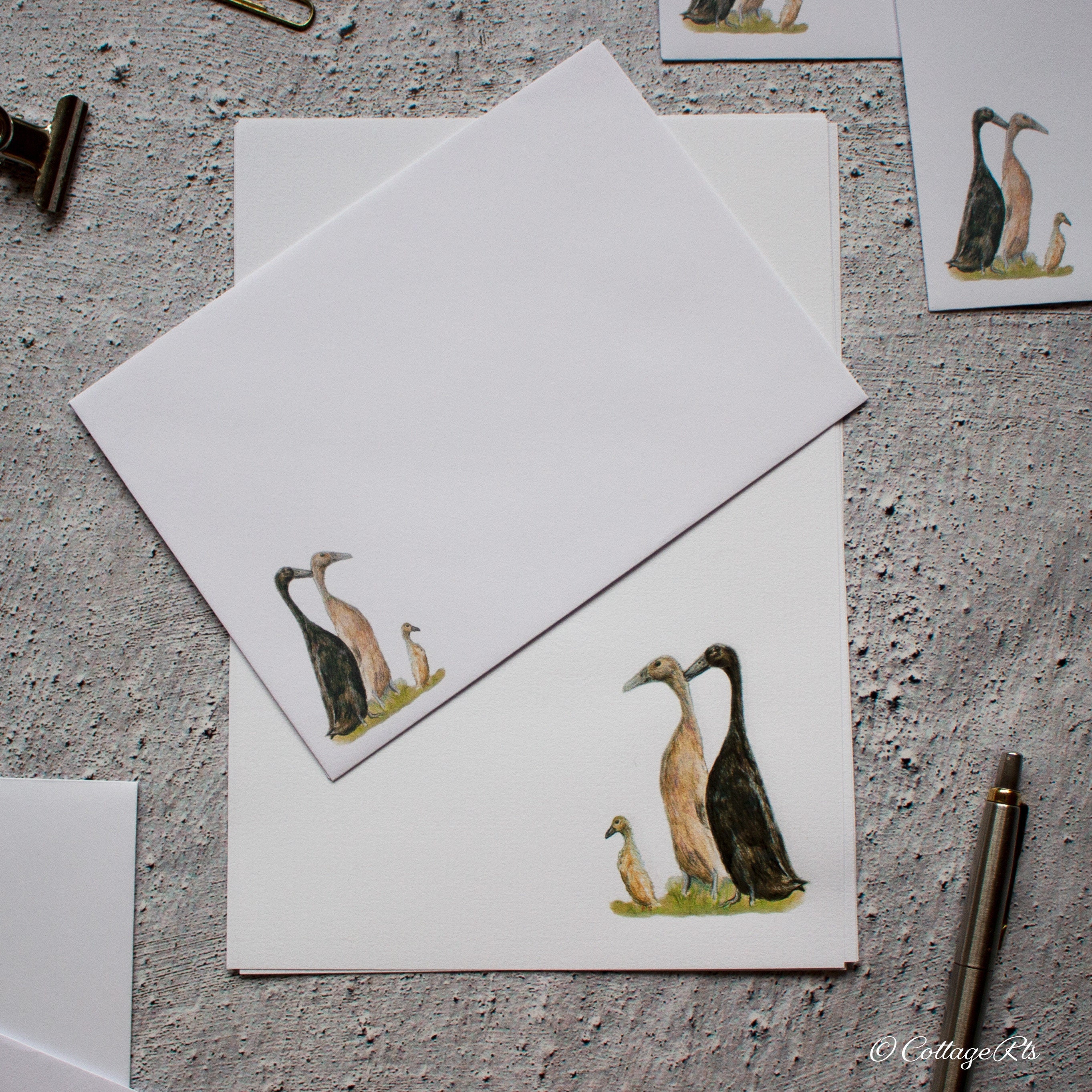 Runner Duck Letter Writing Paper and Envelopes Designed by | Etsy