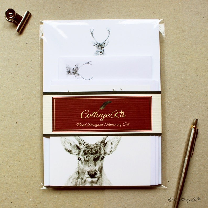 Stag Stationery Letter Writing Set Hand Designed by Cottagerts - Etsy UK