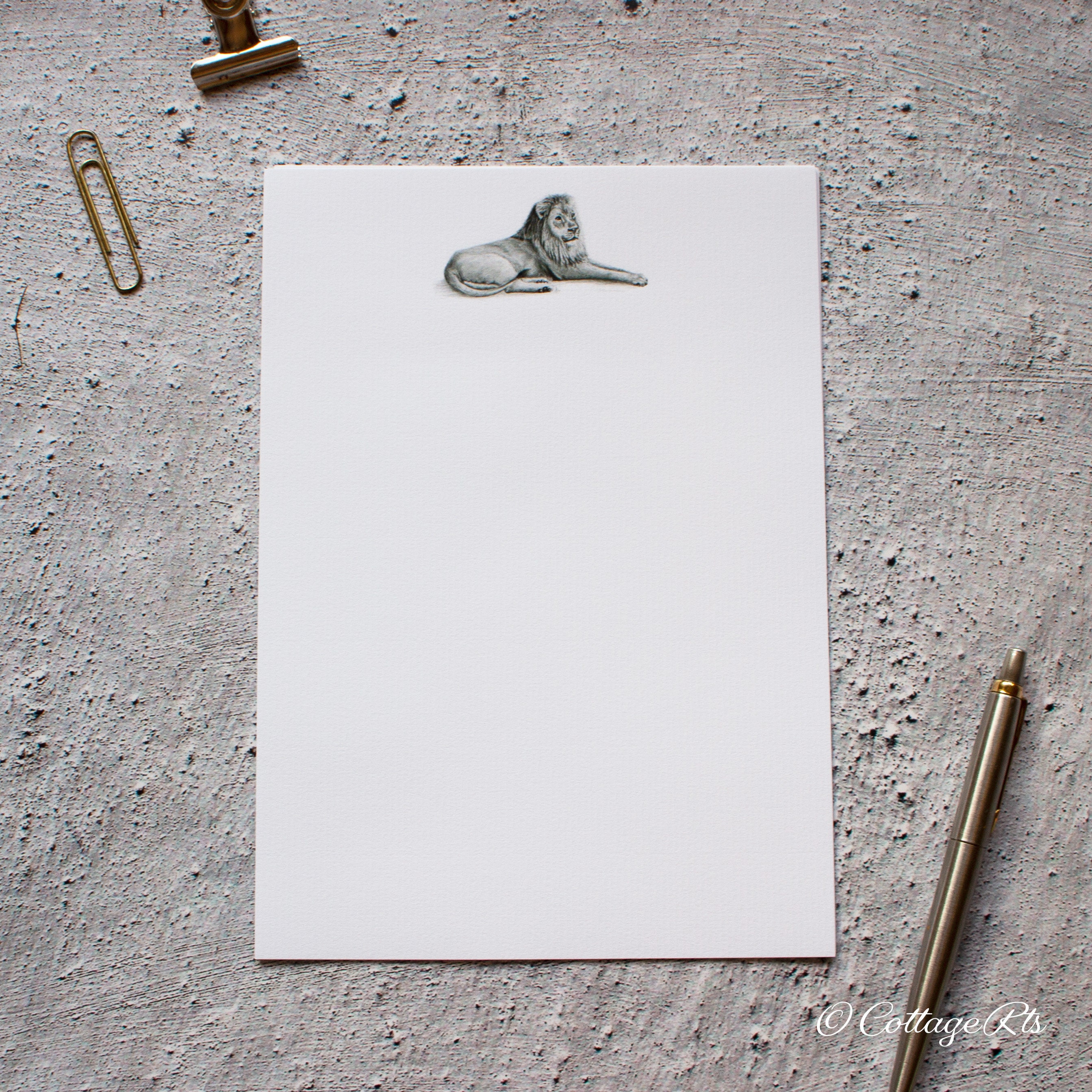 Lion Letter Writing Paper - Letter Writing Set Lion Drawing- Designed ...