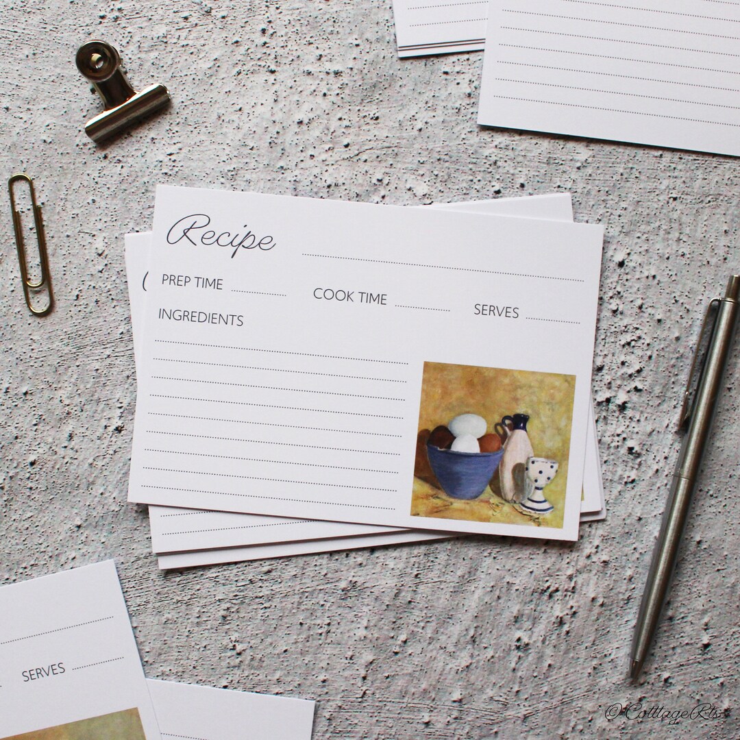 Recipe Cards Mixed Design Pack of 12 - Hand Designed - Gift for Cook or ...