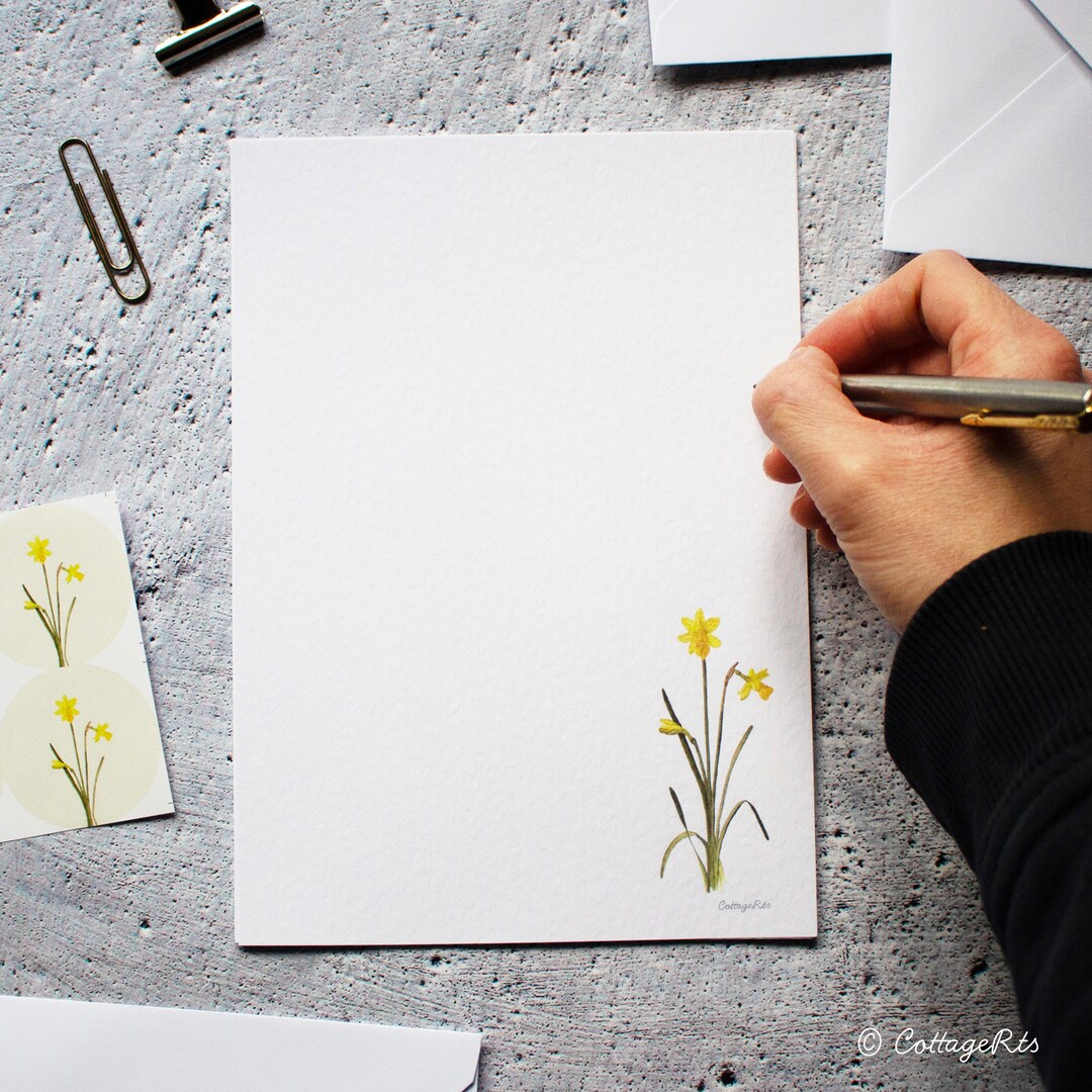Tête a Tête Daffodil Letter Writing Paper - Botanical Spring Stationery ...