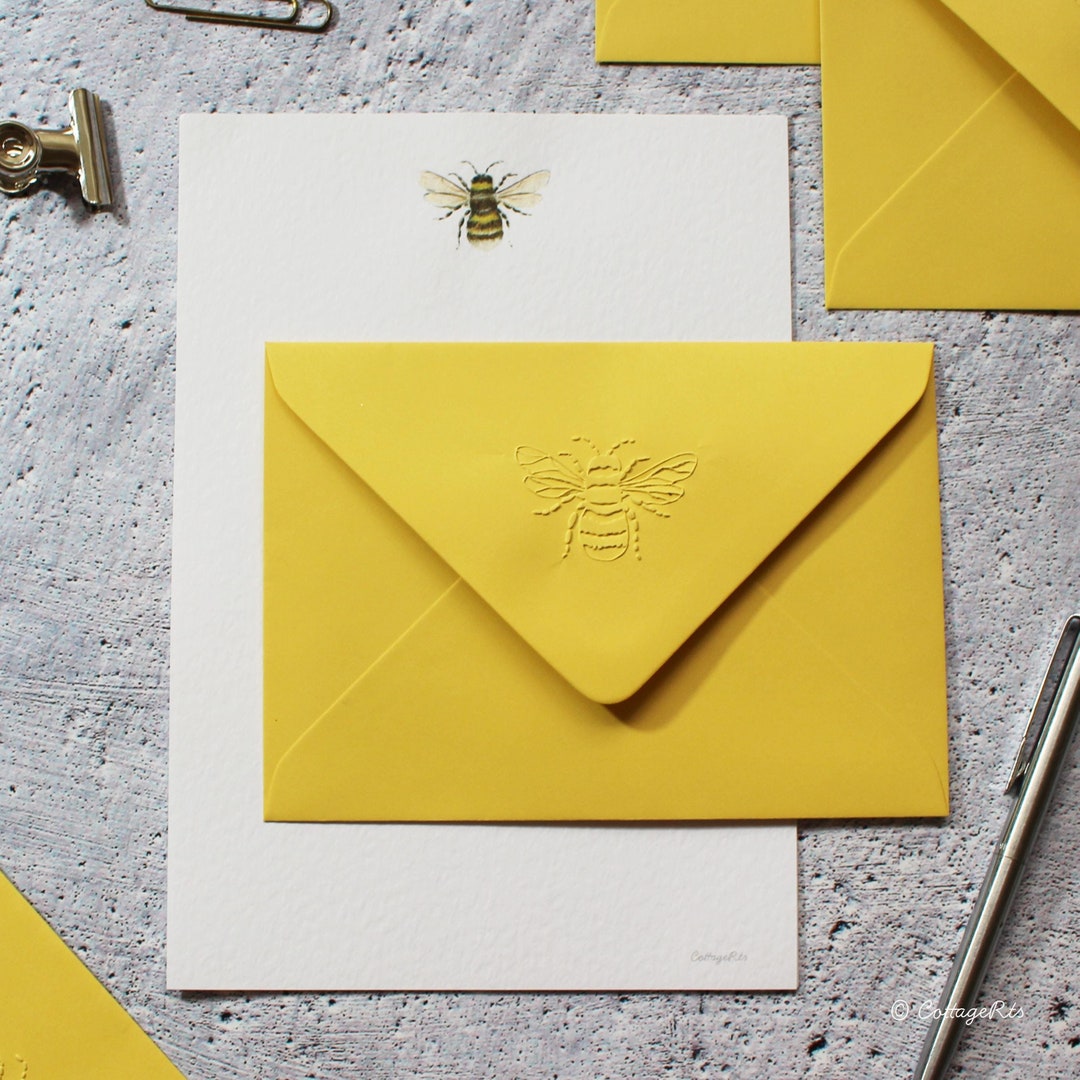 Hand Finished Bumble Bee Letter Writing Paper With Embossed Envelopes ...