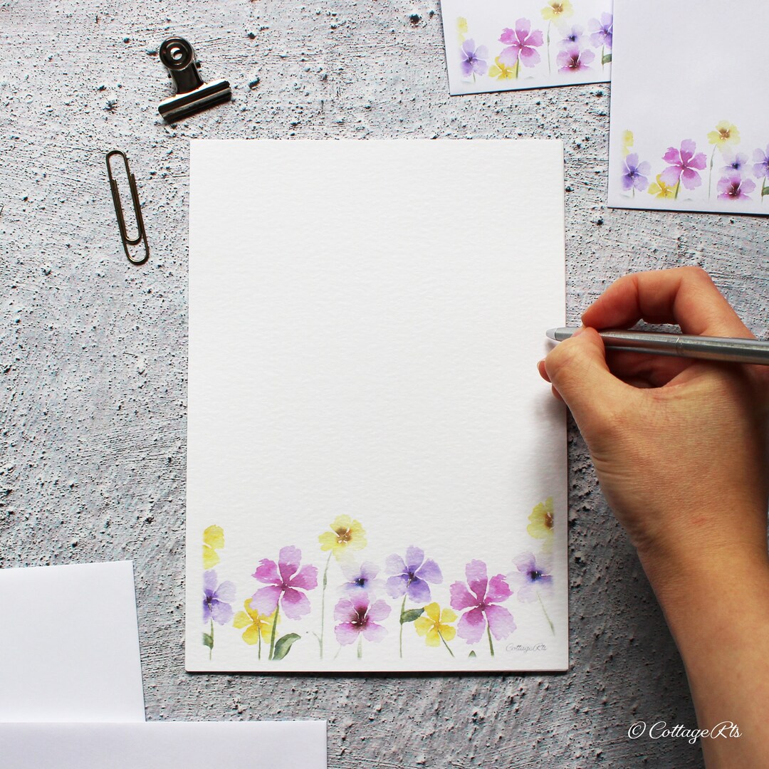 Watercolour Florals Letter Writing Paper- A5 Paper - Botanical ...