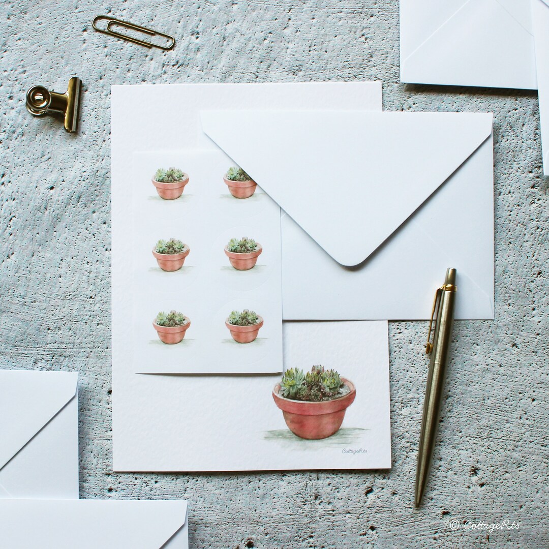 Succulent Watercolour Letter Writing Paper - Sempervivum Stationery Set ...