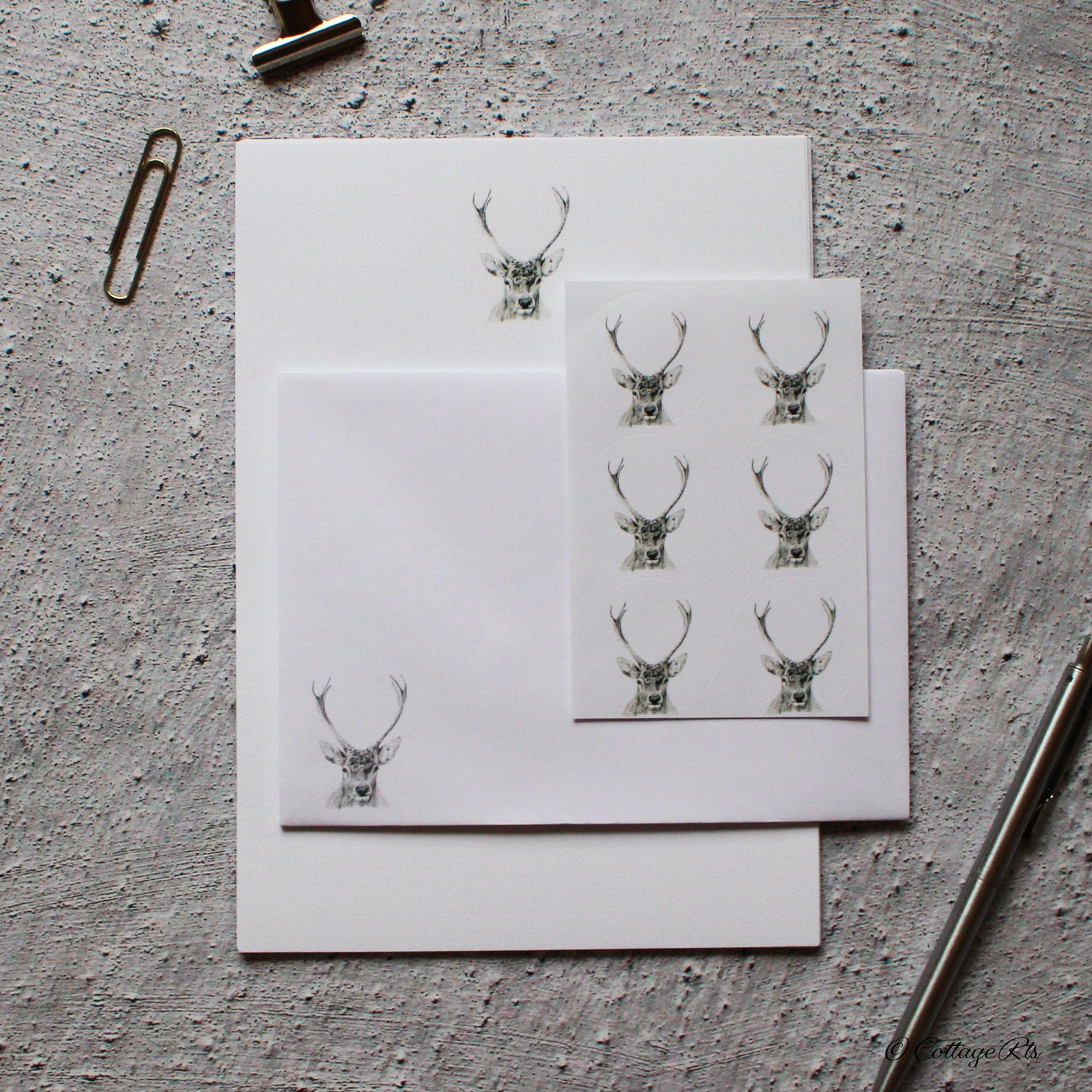 Stag Stationery Letter Writing Set Hand Designed by Cottagerts - Etsy UK