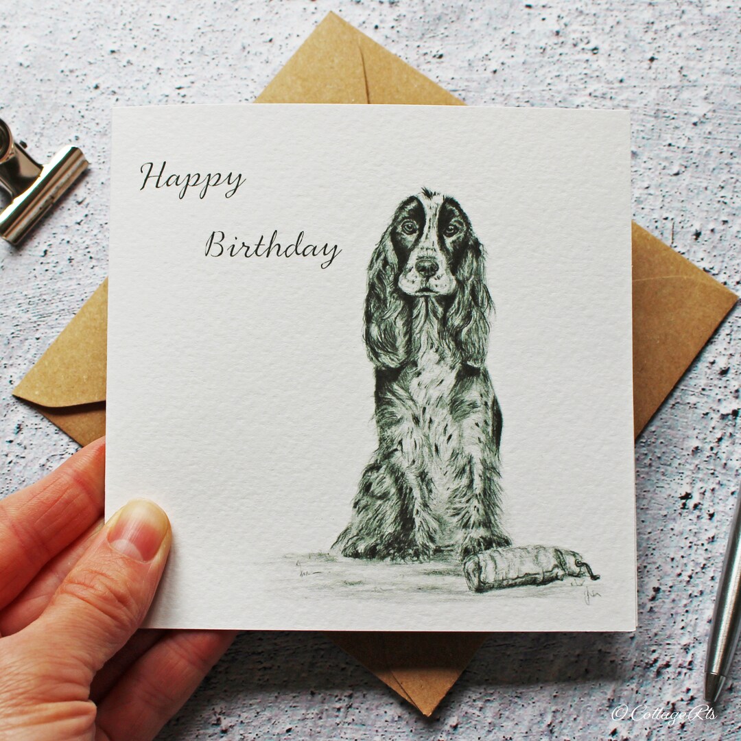 Cocker Spaniel Dog Birthday Card Greeting Card Hand Designed by ...