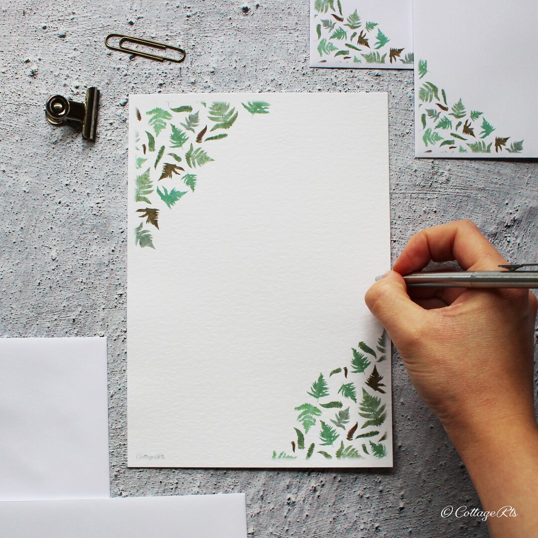 Fern Leaf Print Letter Writing Paper- A5 Paper - Botanical Stationery ...