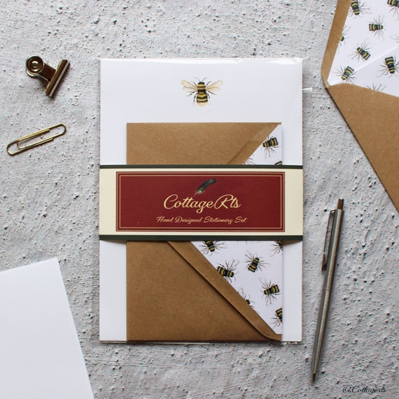 Hand Finished Bumble Bee Letter Writing Paper Stationery Set | Etsy