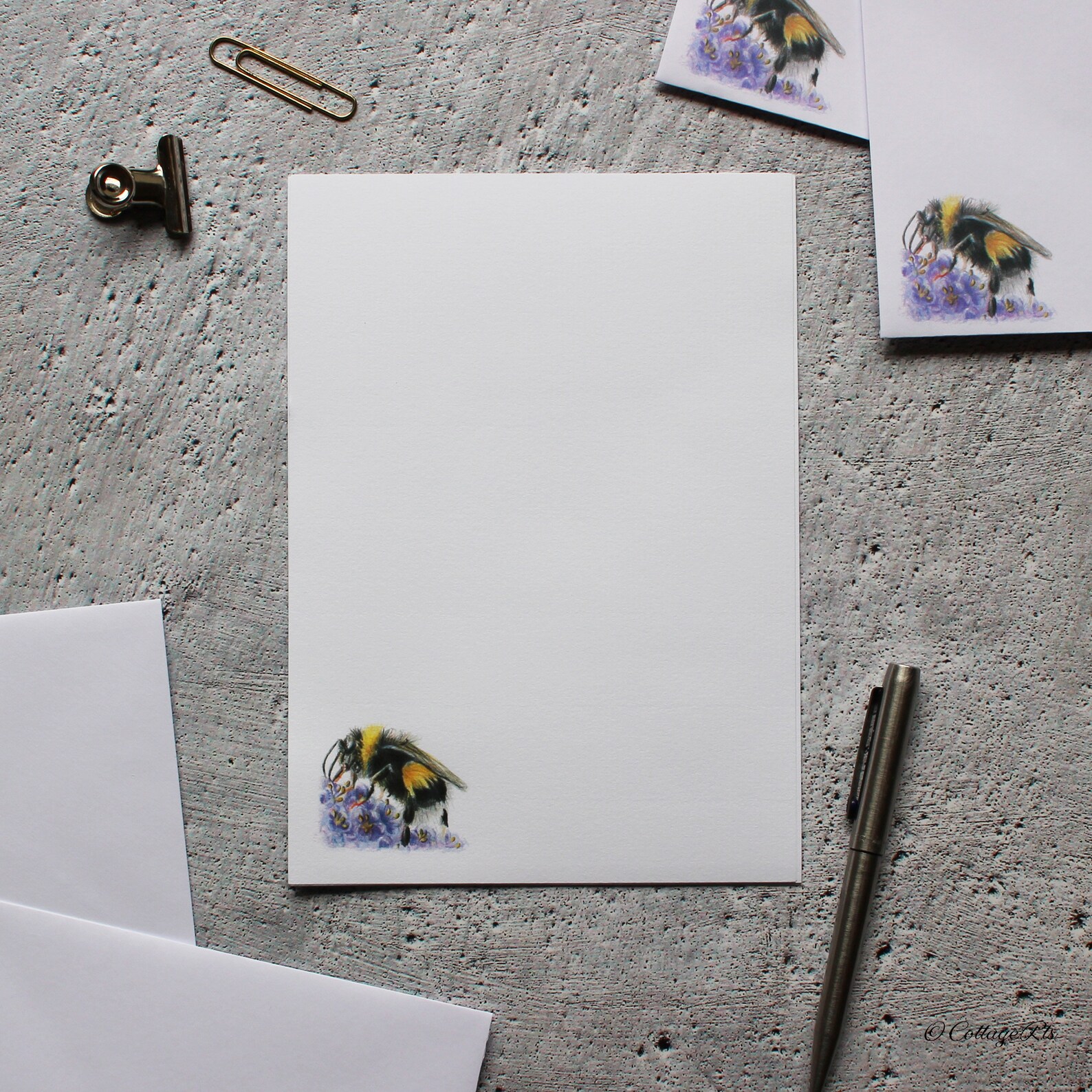 Floral Bumble Bee Letter Writing Paper - Letter Writing Set ...