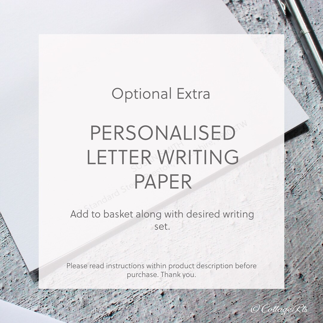 Personalised Letter Writing Paper Optional Add on Design by Cottagerts ...