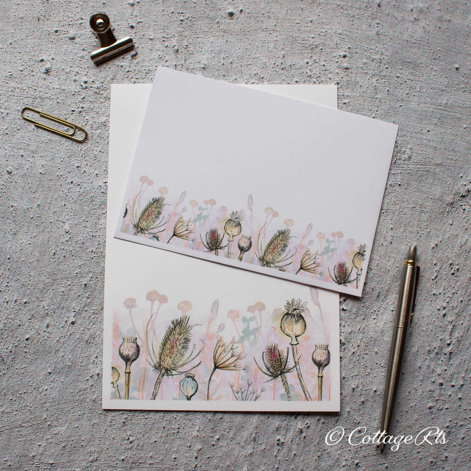 Seed Head Letter Writing Paper Set Writing Set Hand | Etsy